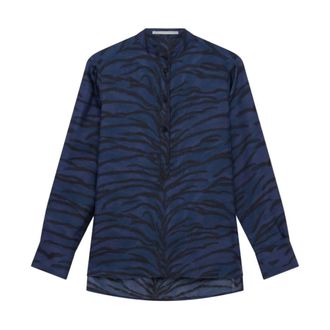 Stella McCartney Seidenhemd mit Navy-Tigerprint - - Blouses & Shirts - Damen - Blau - M