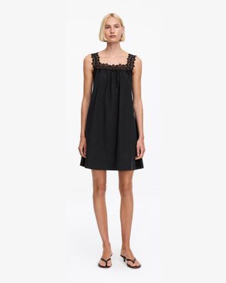 Arket Baumwollkleid Mit Spitzenbesatz -Schwarz