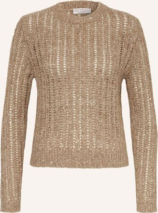 Brunello Cucinelli Brunello Cucinelli Pullover Mit Glitzergarn Und Pailletten beige