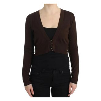 Roberto Cavalli Braune Cropped Strickjacke aus Wolle - - Knitwear - Damen - Braun - L
