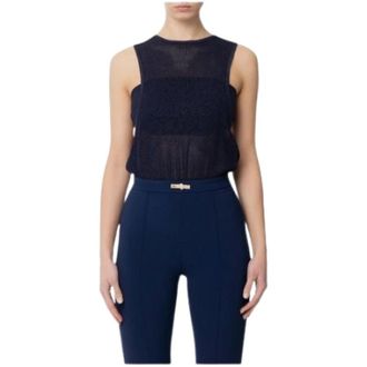 Elisabetta Franchi Lurex-Stricktop mit Band - - Tops - Damen - Blau - L