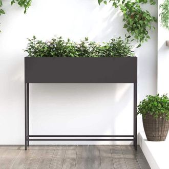 vidaXL Bac de jardin sur&eacute;lev&eacute; Noir 100 x 26 x 82 cm Acier vidaXL