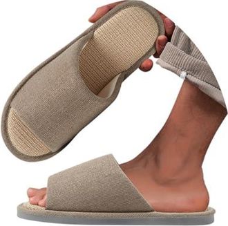 Minetom Chaussons Hommes Cotton Flax Casual Soft Light À Bout Ouvert Pantoufles Maison Confortables Et Respirables Antidérapant Pour Intérieur Et Extérieur A 
