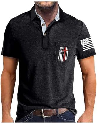 Generic Polo &agrave; manches courtes pour homme - Imprim&eacute; &agrave; revers - Fermeture &eacute;clair, gris fonc&eacute;, 3XL