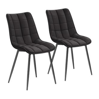 Woltu Chaises de Salle à Manger Lot de 2, Chaise de Cuisine Assise rembourrée en Similicuir épais Pieds en métal,Anthracite BH207an-2
