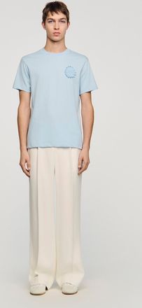 Sandro T-shirt en coton &agrave; fleur crochet