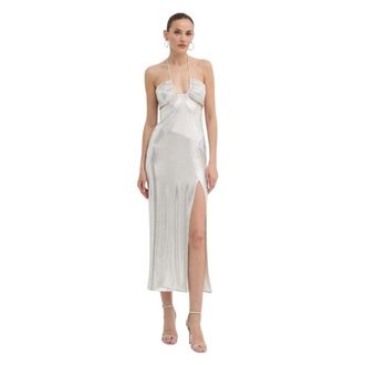 Patrizia Pepe Robe midi lamin&eacute;e - Femme - Robes - Gris - Taille: 42 FR
