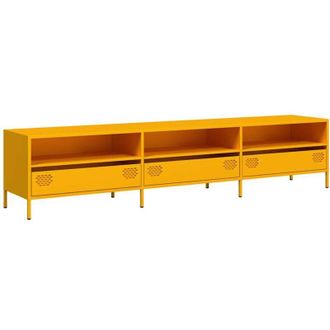 vidaXL Vidaxl - Meuble tv jaune moutarde 202x39x43,5 cm acier lamin&eacute; &agrave; froid