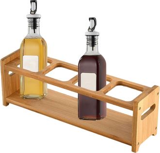 Generic &Ouml;lflaschenregal aus Holz - 4 L&ouml;cher &Ouml;lflaschenregal - Multifunktionales Aufbewahrungsregal, rutschfeste Aufbewahrungshalterung f&uuml;r Co-Schrank