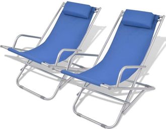 vidaXL Vidaxl - Chaises inclinables de terrasse lot de 2 Acier Bleu