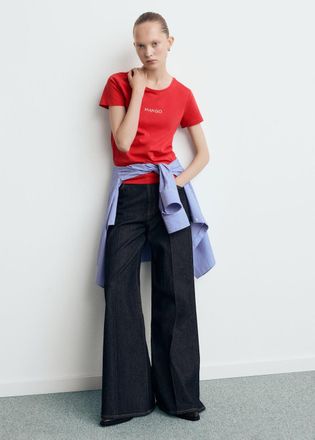 Mango T-shirt logo en coton rouge - Femme - L - MANGO