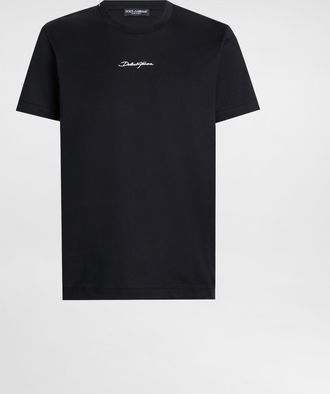 Dolce & Gabbana Baumwoll-t-shirt Mit Wappenstickerei - Mann T-shirts Und Polos Blau 44