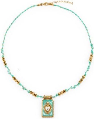 Au Printemps Paris Collier &agrave; pendentif en coton m&eacute;lang&eacute;
