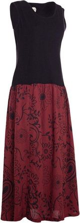 vishes Maxikleid Damen Wadenlang Baumwolle Casual Bedruckt Verstellbares Kleid Alternative Mode, Boho, Hippie, Ethno, Festival