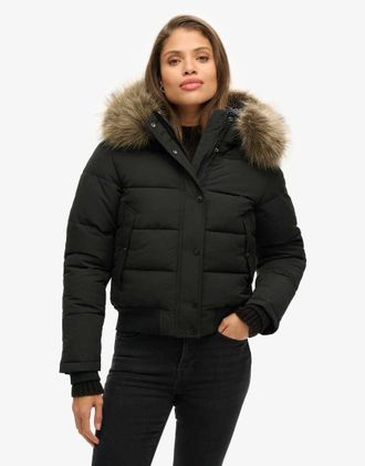 Superdry Everest - Bomber &agrave; capuche - Noir