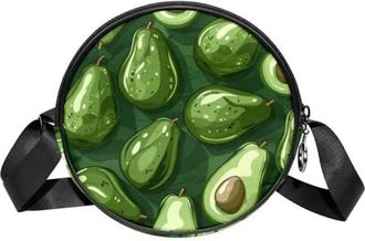 Generic Circle Sac &agrave; bandouli&egrave;re pour femme, petit sac &agrave; bandouli&egrave;re vert avocat avec fermeture &eacute;clair, bretelles r&eacute;glables, sac &agrave; main rond d&eacute;contract&eacute; pour 