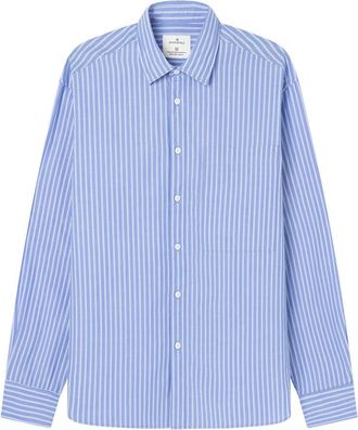 Springfield Herren Camisa Popelin Stripe Moda Hemd, Himmelblau, XL