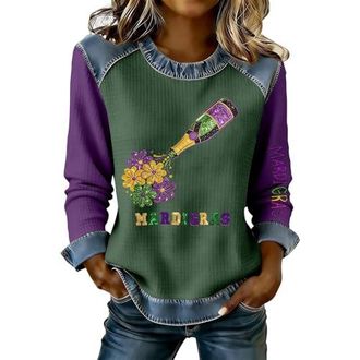 Generic Sweat-shirt graphique d&eacute;contract&eacute; &agrave; manches longues pour femme - Coupe d&eacute;contract&eacute;e - Costume de carnaval - Pull &agrave; manches longues - Chemises d&eacute;contra