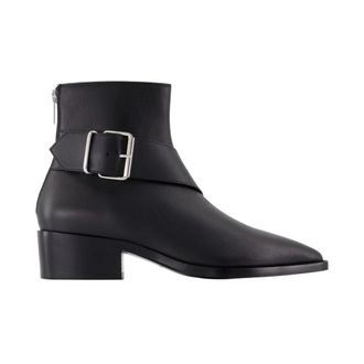 Alexander McQueen Schwarze Leder Stiefeletten - Spitz Zulaufende Spitze - - Shoes - Herren - Schwarzk - 43 EU