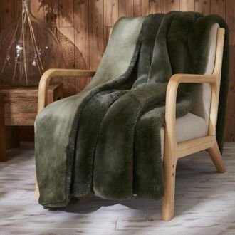 TERRE DE NUIT Plaid fourrure chaud kaki 140x200 Odin