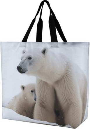 Generic Ours Blanc Des Neiges Sac Fourre Tout R&eacute;utilisable Sacs Grand Sac A Main Femmes Pour Quotidienne Shopping Voyage