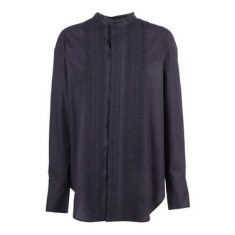 Forte_Forte Femme, Blouses et Chemises, Bleu, Taille: 40 FR Les Fleurs Chemise Popeline Brod&eacute;e