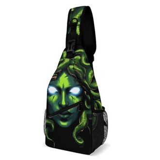 Generic Sacoche Homme Bandouliere D&eacute;esse grecque Serpent Qu-Een Medusa Art Vert R&eacute;glable Sling Bag Casual Sac &agrave; Poitrine pour &eacute;cole Homme Voyage