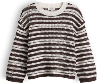 OPUS Strickpullover Gestreifter Strickpullover aus Baumwoll-Mix Leichter Griff, weiche Transparenz f&uuml;r Alltag und B&uuml;ro
