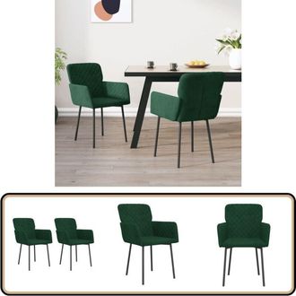 vidaXL Vidaxl - Esszimmerstühle 2 Stk. Dunkelgrün Samt - Esszimmerstühle - Samtstühle - Dunkelgrüner Stuhl - Stühle Mit Armlehnen - Bequeme Stühle