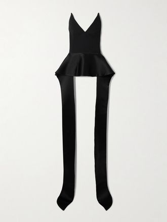 Maticevski Frame Tr&auml;gerloses Bustier Aus Cr&ecirc;pe Und Satin Mit Sch&ouml;&szlig;chen Und B&auml;ndern - Schwarz