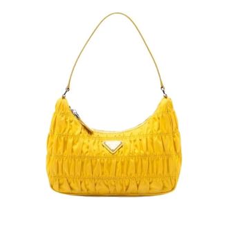 Prada Pre-owned Sac bandouli&egrave;re en nylon pliss&eacute; - Femme - Pre-owned - Jaune - Taille: ONE Size