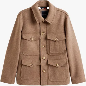 Tommy Hilfiger Blouson col classique en laine m&eacute;lang&eacute;e