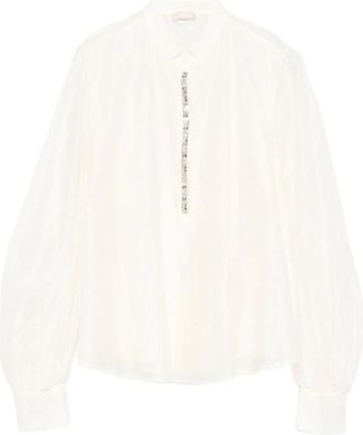 Liu Jo Femme, Blouses et Chemises, Blanc, Taille: 42 FR Blouse avec broderie de bijoux