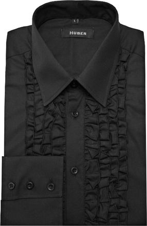 Huber Rüschenhemd schwarz Comfort Fit XXL