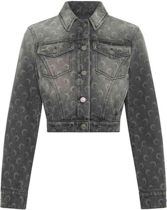 Marine Serre Veste En Jean - Gris