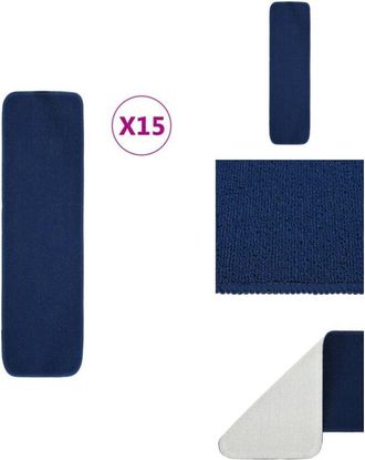 vidaXL Vidaxl - Antirutsch Stufenmatten 15 Stk. 75x20 cm Marineblau Rechteckig - Treppenmatte - Trittsicherheit - Rutschfeste Matten - Teppich - Indoor