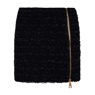 Balmain Femme, Jupes, Noir, Taille: 36 FR Mini-jupe zipp&eacute;e en tweed