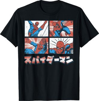 MARVEL Spider-Man Kanji Comic Illustration Graphic T-Shirt