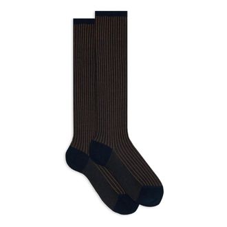 Gallo Gallo, Femme, Sous-vêtements, Multicolore, Taille: XS Chaussettes Longues en Coton Italien Bleu Twin-Rib