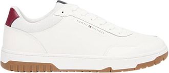 Tommy Jeans Homme, Chaussures, Blanc, Taille: 45 EU Leather Mix Low-Top Baskets