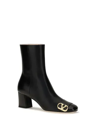 Valentino Garavani Womens Veeside Leather Ankle Boots Nero