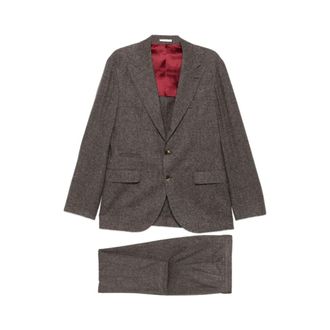 Brunello Cucinelli Sakko mit zwei Kn&ouml;pfen und Taschen - - Suits - Herren - Braun - M