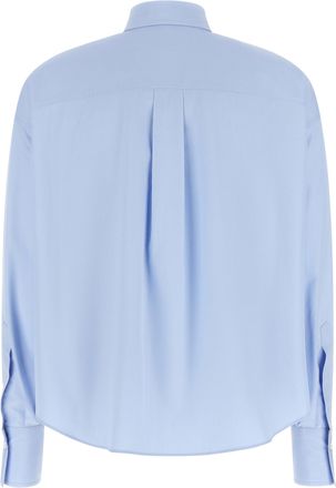 Brunello Cucinelli Shiny Trim Pointed Collar Shirt - Light Blue