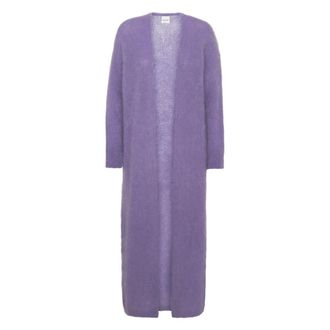 Americandreams Lee Long Cardigan - - Knitwear - Damen - Lila - S/M