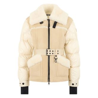 Moncler Femme, Vestes, Beige, Taille: 38 FR Alvernia Belted Shearling Down Jacket