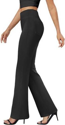 Generic Pantalon &eacute;vas&eacute; taille haute pour femme - Pantalon de yoga extensible &agrave; jambe large - Pantalon de gym - Pantalon habill&eacute; &agrave; jambe large - Pantalon daffa
