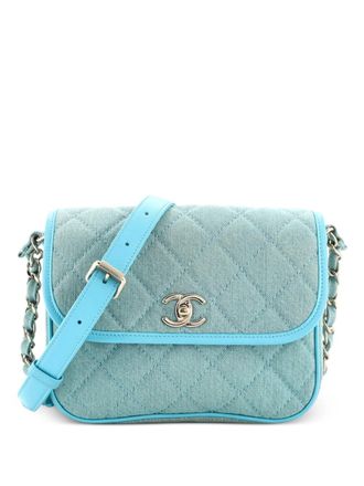 Chanel Flap Messenger Bag Quilted Denim Small crossbody bag - Bleu