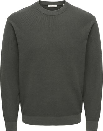 Only & Sons Herren Onstony Ds 12 Ls Waffle Crew Knit Noos, Beluga, XX-Large