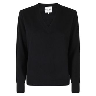 Kujten Lita V-neck Pullover - - Knitwear - Damen - Schwarzk - M