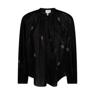 Forte_Forte Bestickte Baumwollbluse - - Blouses & Shirts - Damen - Schwarzk - S